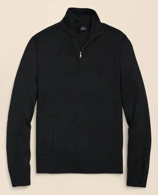 Brooks Brothers Ultimate Merino Wool Quarter-zip Sweater - Black
