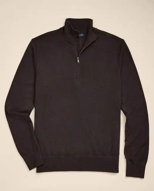 Brooks Brothers Ultimate Merino Wool Quarter-zip Sweater - Dark Brown