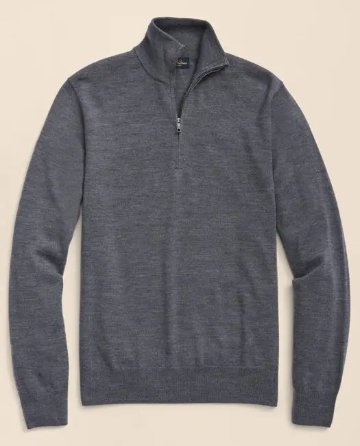 Brooks Brothers Ultimate Merino Wool Quarter-zip Sweater - Grey Heather