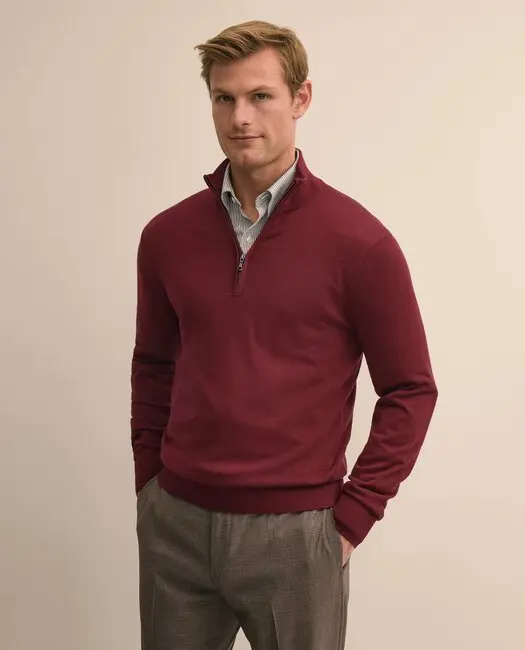 Brooks Brothers Ultimate Merino Wool Quarter-zip Sweater - Maroon
