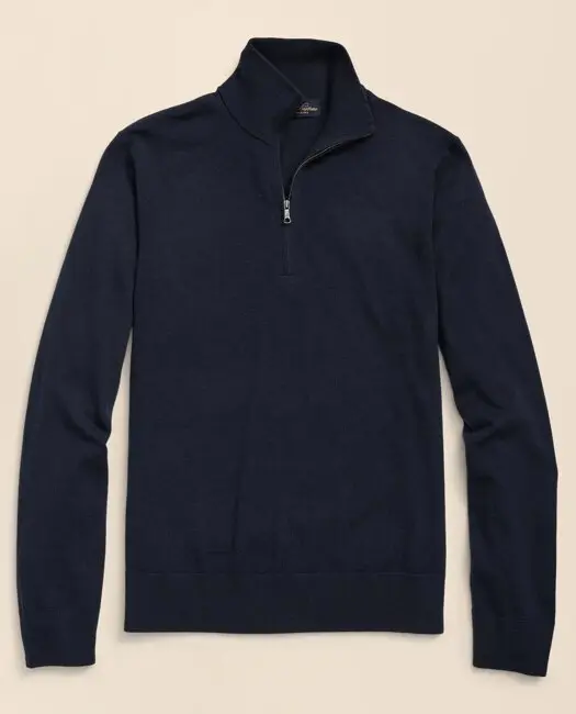 Brooks Brothers Ultimate Merino Wool Quarter-zip Sweater - Navy