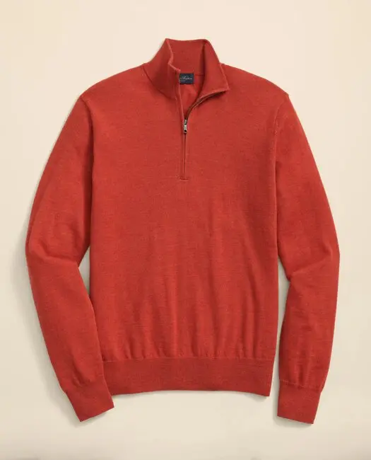 Brooks Brothers Ultimate Merino Wool Quarter-zip Sweater - Orange