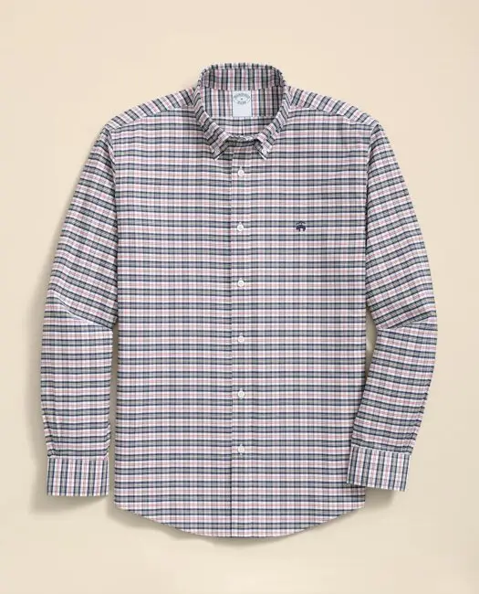 Brooks Brothers Stretch Non-iron Oxford Button-down Collar, Vintage Check Shirt - Multicolor