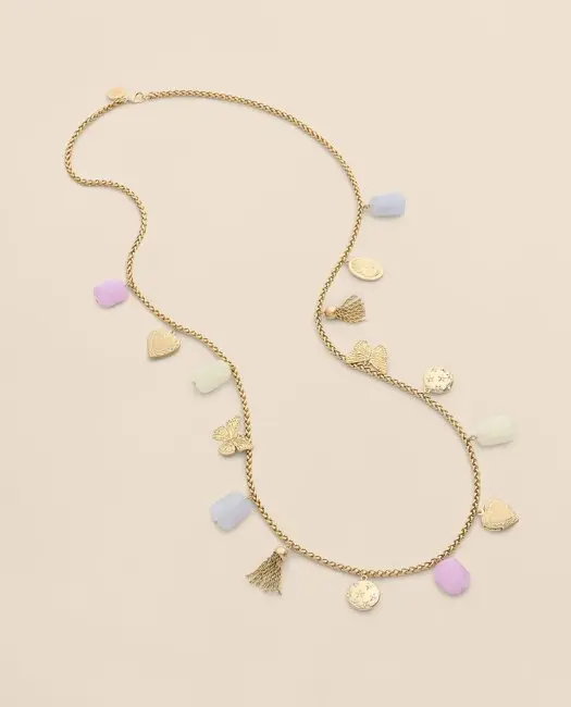 Brooks Brothers S Gold-tone Long Charm Necklace - Multicolor