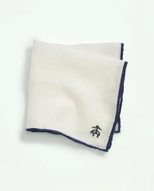 Brooks Brothers Linen Jacquard Pocket Square Tie - White