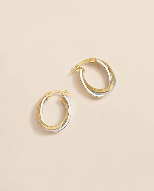 Brooks Brothers 14k Yellow And White Gold Twisted Hoop Earrings - Multicolor