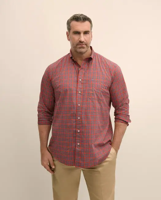 Brooks Brothers Big & Tall Friday Shirt, Poplin Tartan - Red
