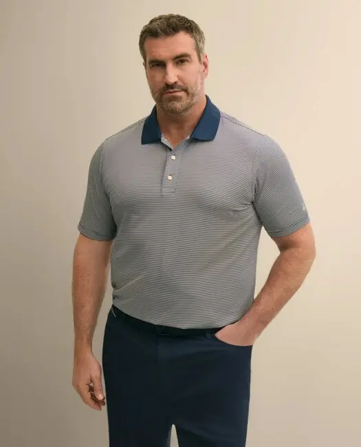 Brooks Brothers Performance Series Big & Tall Microstripe Polo Shirt - Navy