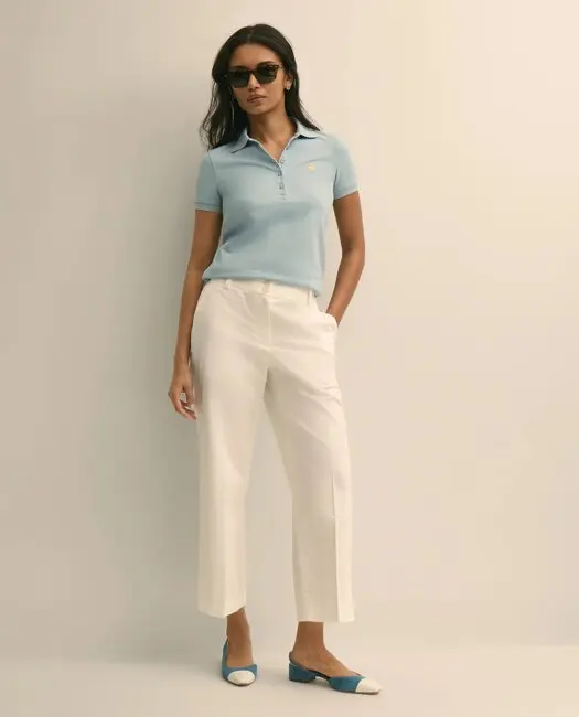 Brooks Brothers Cropped Wide-leg Chino Pants - White