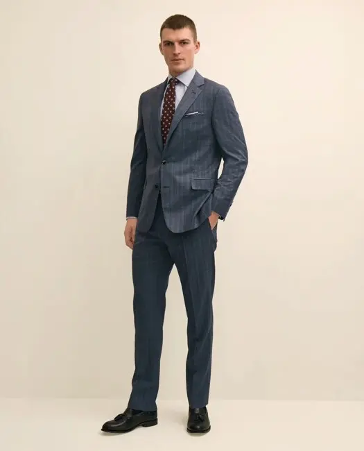 Brooks Brothers S Classic Fit Wool Check 1818 Suit - Blue