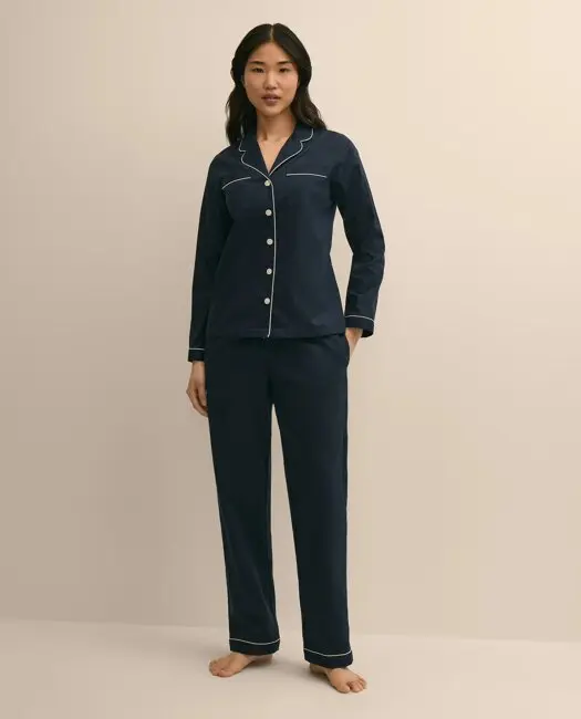 Brooks Brothers S Cotton Tipped Pajamas - Navy