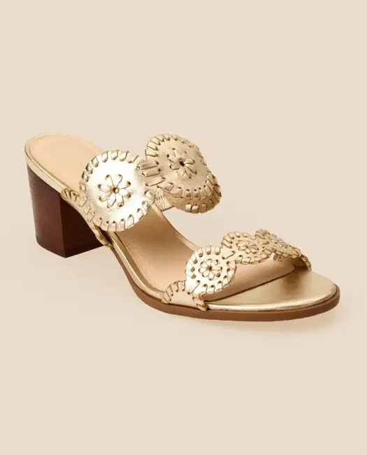Brooks Brothers Jack Rogers Lauren Mid-heel Leather Sandals - Platinum