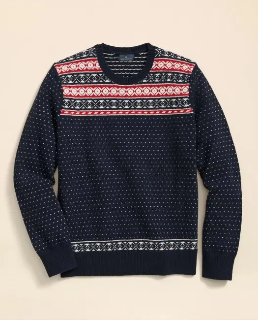 Brooks Brothers Merino-wool Blend Fair Isle Sweater - Navy