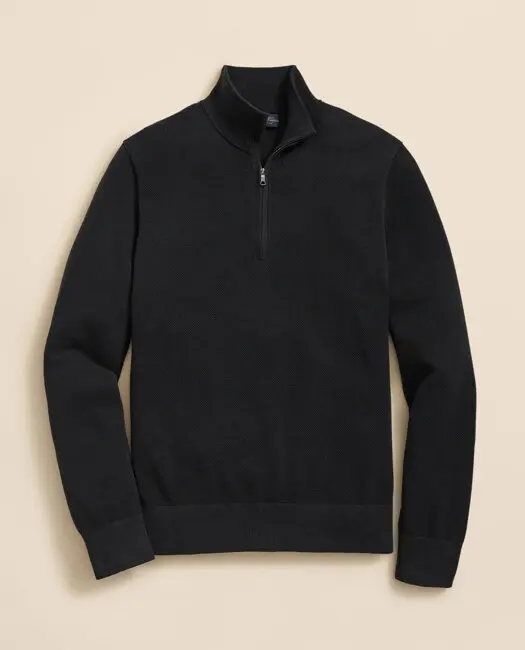 Brooks Brothers Supima Cotton Pique Quarter-zip Sweater - Black