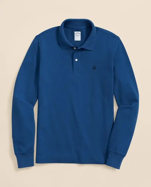 Brooks Brothers Golden Fleece Stretch Supima Long-sleeve Polo Shirt - Blue