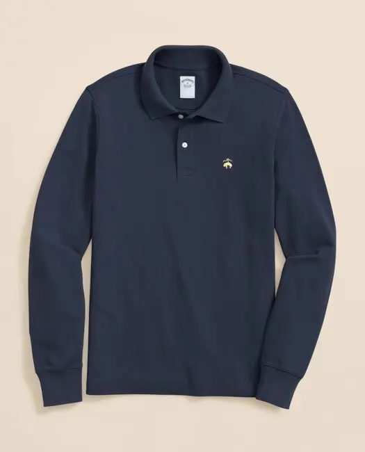 Brooks Brothers Golden Fleece Stretch Supima Long-sleeve Polo Shirt - Navy