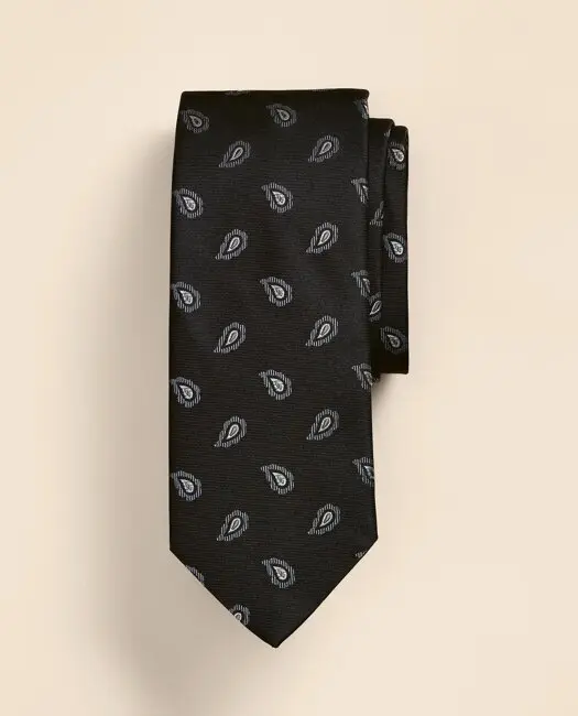 Brooks Brothers Silk Paisley Neck Tie - Black