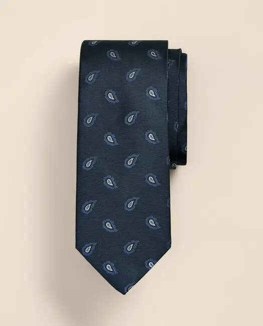Brooks Brothers Silk Paisley Neck Tie - Navy