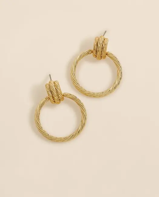 Brooks Brothers Vintage-inspired Textured Door Knocker Hoop Earrings - Gold