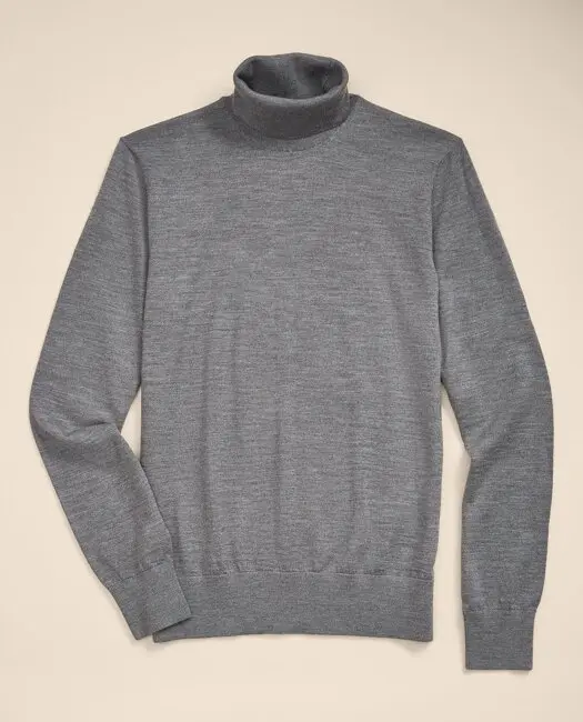 Brooks Brothers Ultimate Merino Wool Turtleneck Sweater - Grey