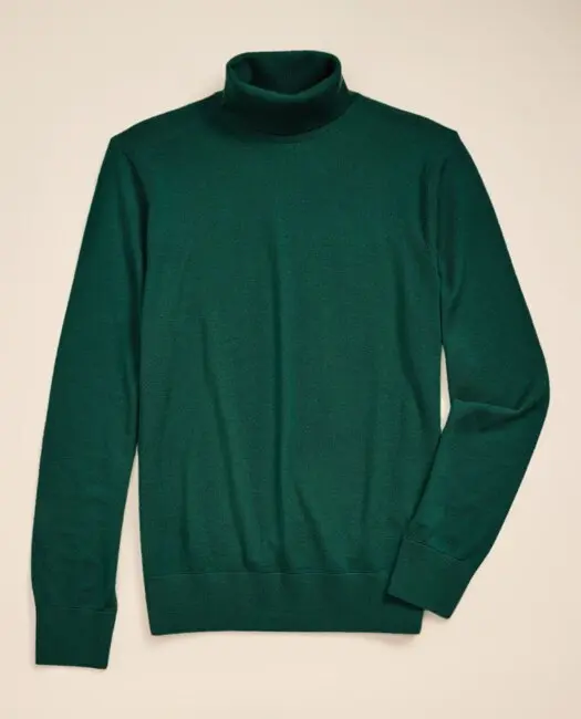 Brooks Brothers Ultimate Merino Wool Turtleneck Sweater - Medium Green
