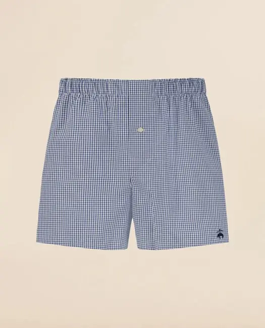 Brooks Brothers Slim Fit Cotton Broadcloth Check Boxers - Blue