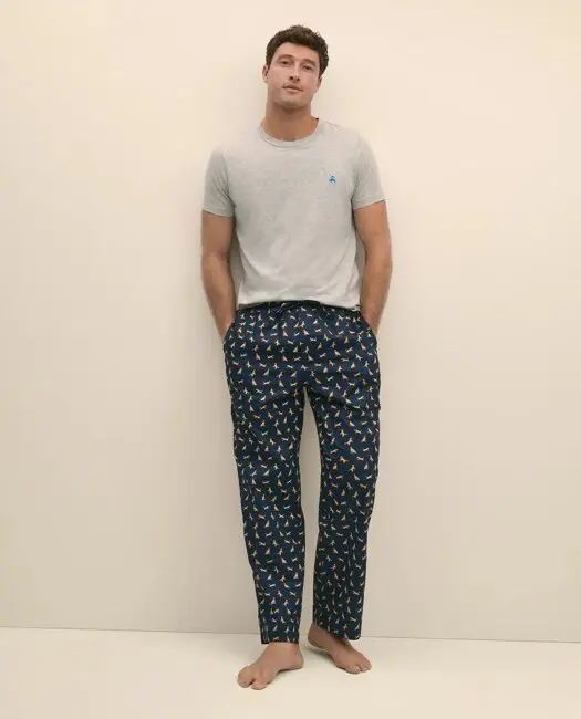 Brooks Brothers Cotton Broadcloth Frisbee Dog Lounge Pants - Navy