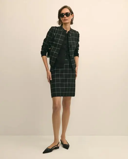 Brooks Brothers S Windowpane Mini Skirt - Black