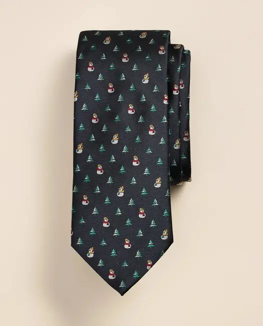 Brooks Brothers Silk Snowman Tie - Navy