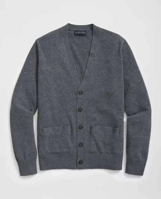 Brooks Brothers 3-ply Cashmere Cardigan Sweater - Grey
