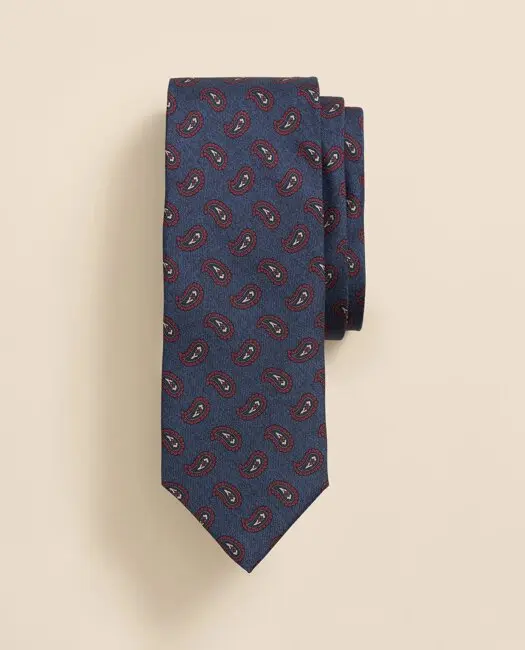 Brooks Brothers Silk Ornate Pine Neck Tie - Blue