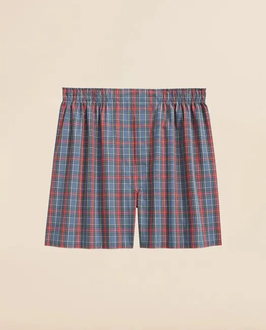 Brooks Brothers Cotton Broadcloth Tartan Boxers - Blue