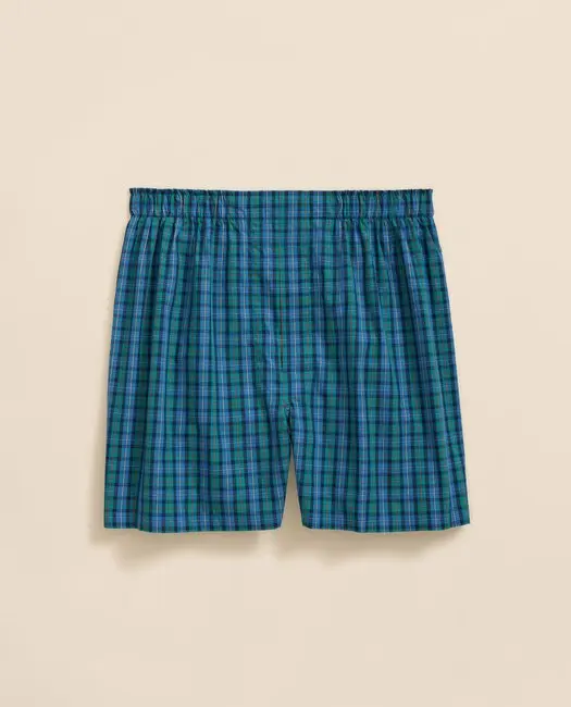 Brooks Brothers Cotton Broadcloth Tartan Boxers - Blue