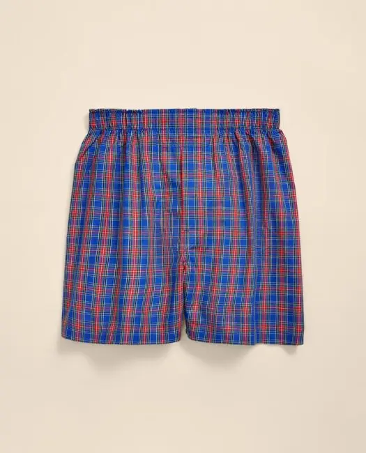 Brooks Brothers Cotton Broadcloth Tartan Boxers - Bright Blue