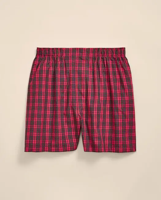 Brooks Brothers Cotton Broadcloth Tartan Boxers - Red