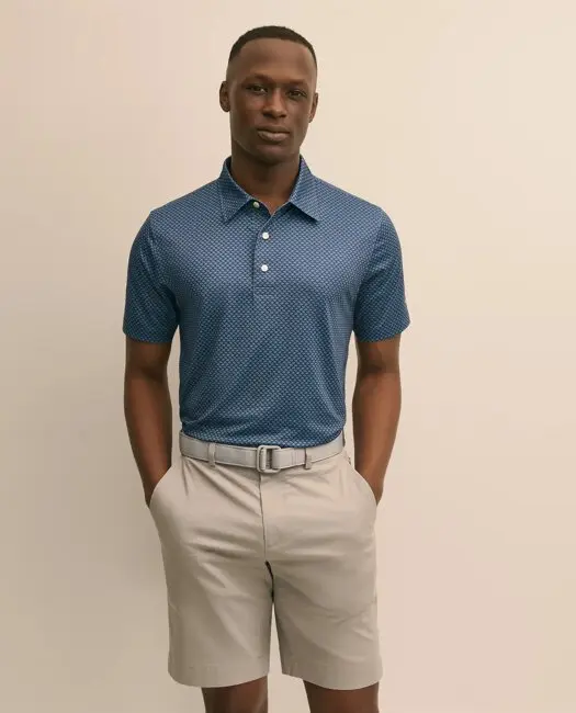 Brooks Brothers Performance Series Vintage Umbrella Motif Polo Shirt - Navy