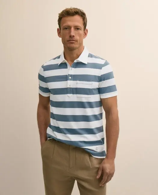 Brooks Brothers Golden Fleece Stretch Supima Cotton Short-sleeve Polo Shirt | | Small - Blue