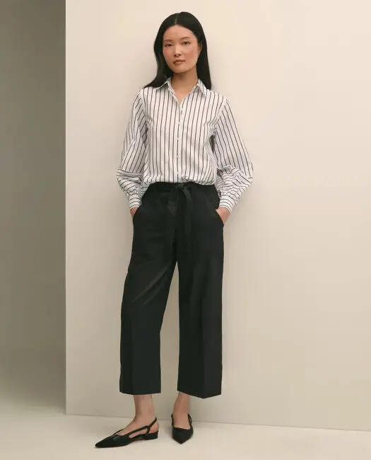 Brooks Brothers S Belted Wide-leg Utility Pants - Black