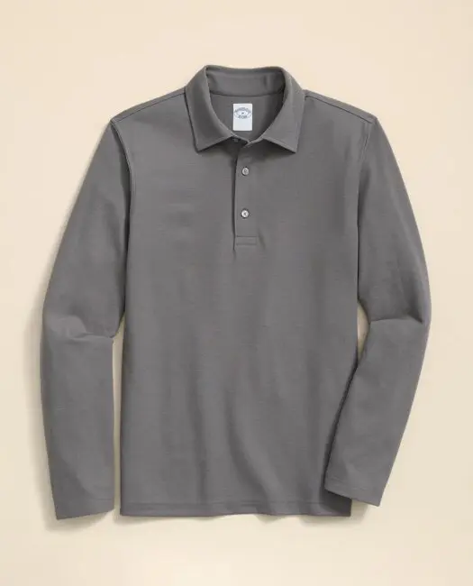 Brooks Brothers S Spread Collar Long-sleeve Polo Shirt - Grey