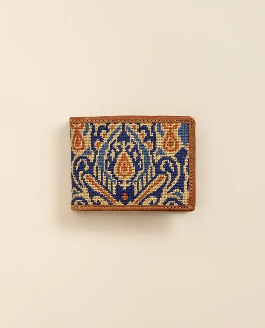 Brooks Brothers Smathers & Branson Needlepoint Ikat Pattern Wallet