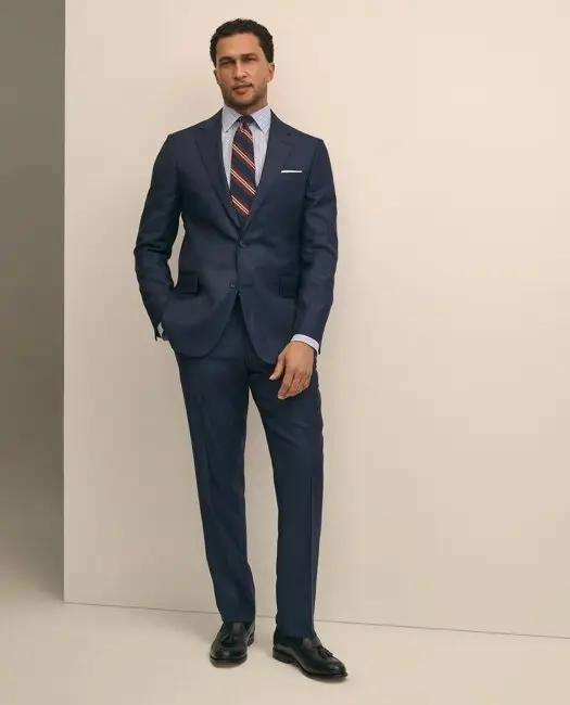 Brooks Brothers S Classic Fit Wool Pinstripe 1818 Suit - Navy
