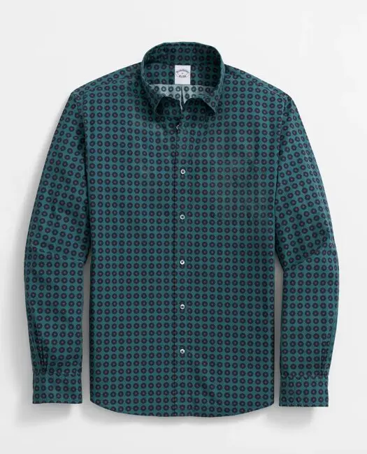 Brooks Brothers Friday Shirt, Poplin Foulard - Teal
