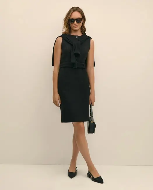 Brooks Brothers Belted Boucle Sheath - Black