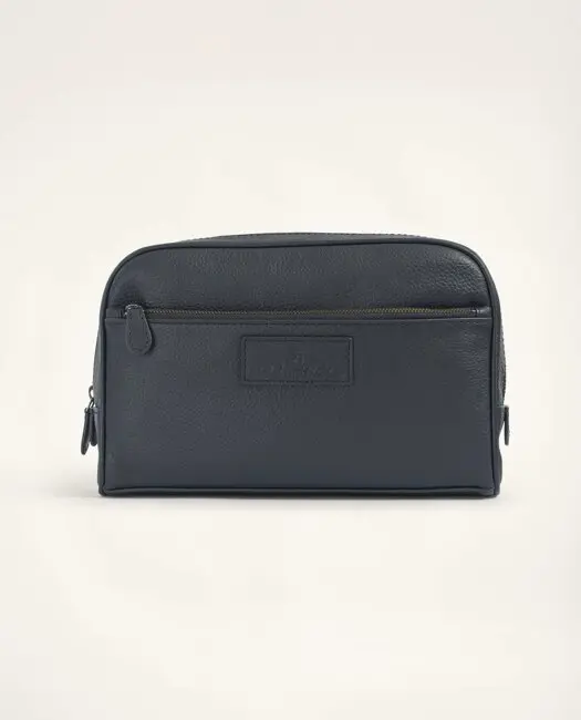 Brooks Brothers S Large Pebbled Leather Dopp Kit - Black
