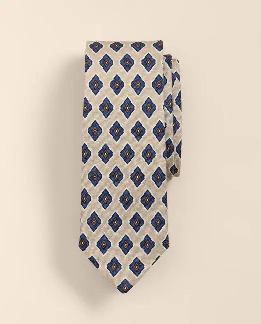 Brooks Brothers Linen-silk Foulard Tie - Light Tan