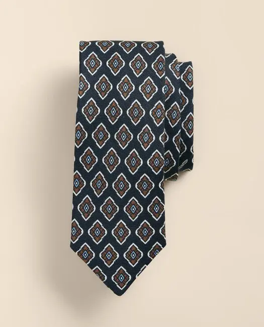 Brooks Brothers Linen-silk Foulard Tie - Navy