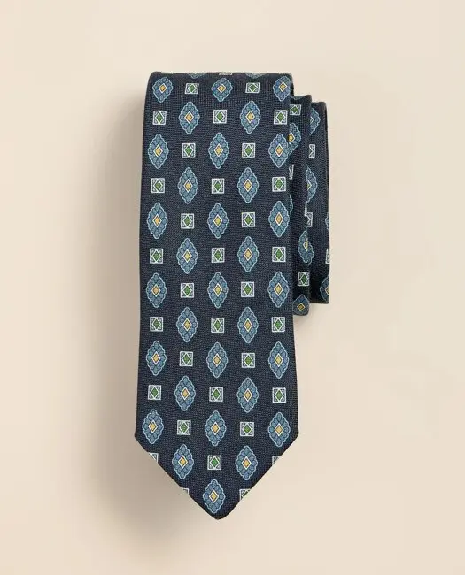 Brooks Brothers Linen-silk Foulard Tie - Navy