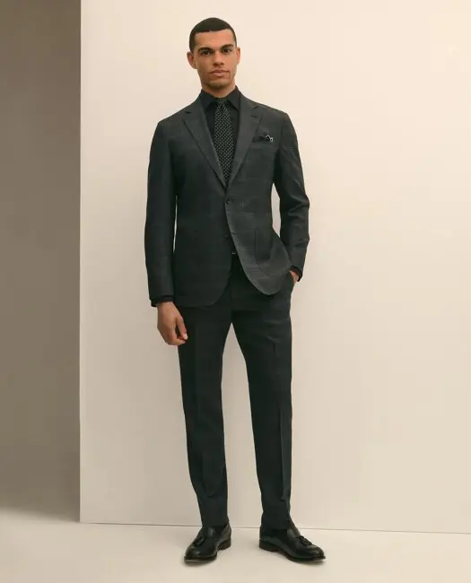 Brooks Brothers S Explorer Collection Slim Fit Wool Windowpane Suit Pants - Grey