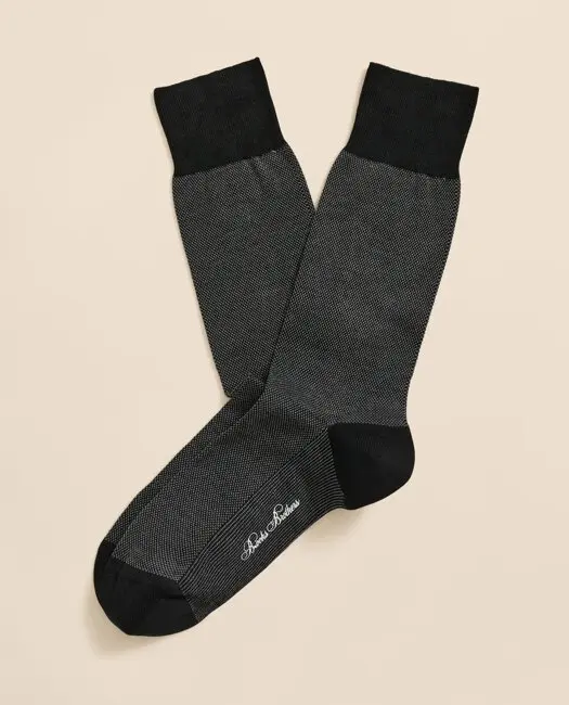 Brooks Brothers Cotton-blend Birdseye Socks - Black