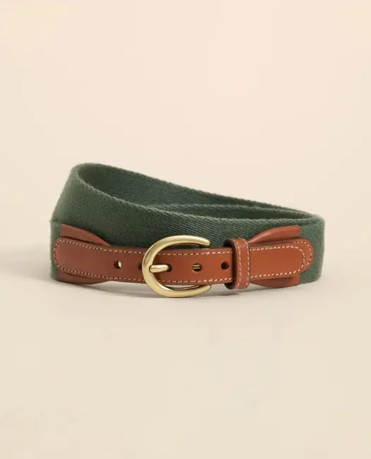 Brooks Brothers S Webbed Leather-accent Belt - Green